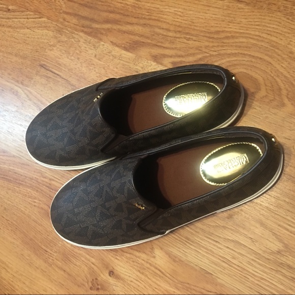 Michael Kors | Shoes | Michael Kors Mk Monogram Logo Slip On Shoes 85 ...